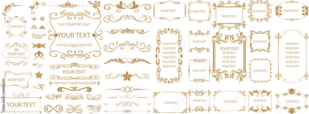 Set of vintage frames. Floral ornament. decorative vector frames and borders. Stock Vector ...
