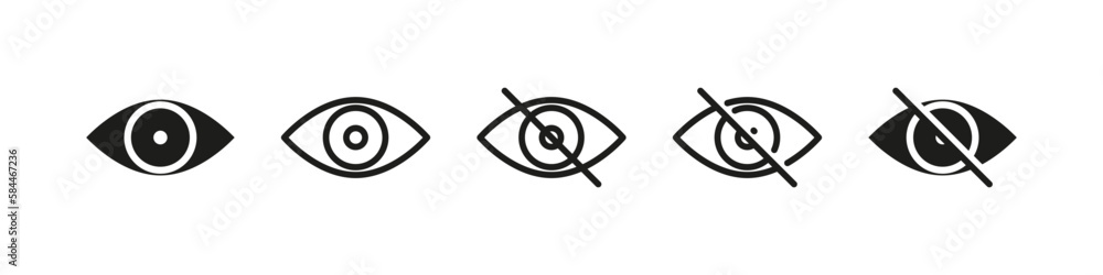 Eye icon vector set. See and unsee sencitive content symbol. Stock Vector | Adobe Stock
