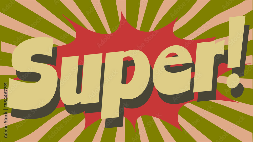 Cartoon expression 4k burst explosion spiral 'super' vintage Stock ...