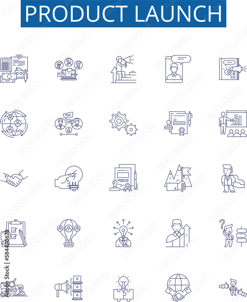 Vetor de Product launch line icons signs set. Design collection of ... Vetor de Product launch line icons signs set. Design collection of ...