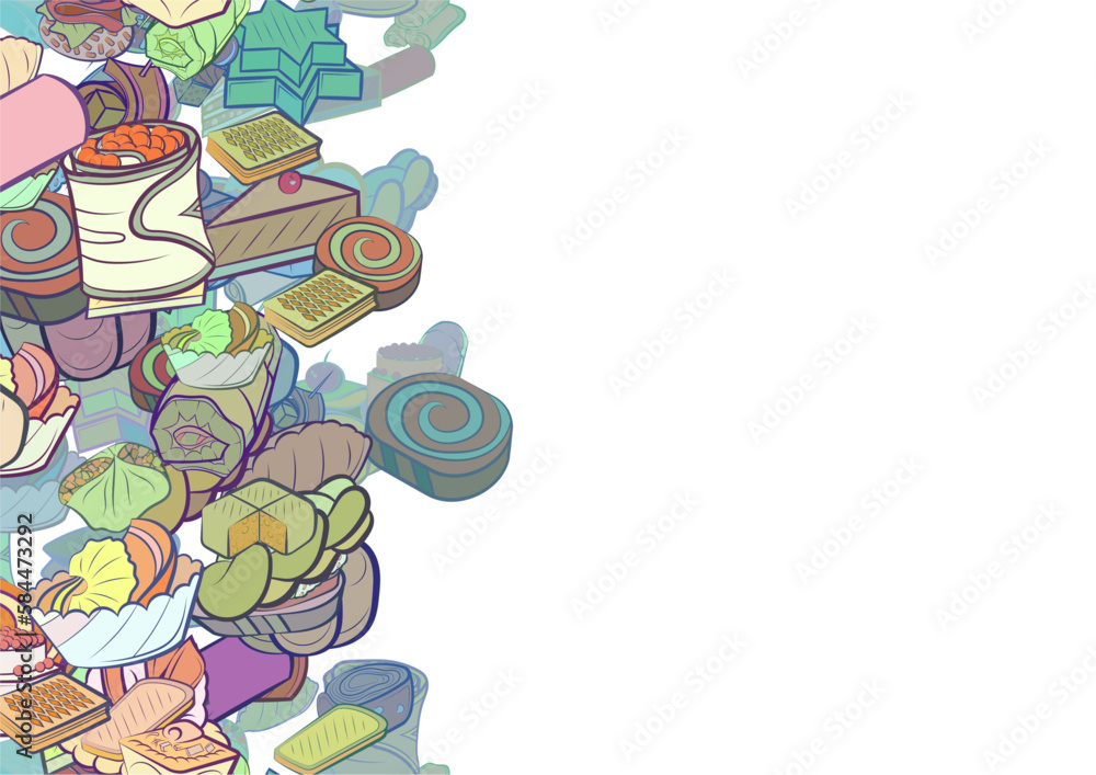 Background pattern abstract design texture. Snacks and Bakery products ...