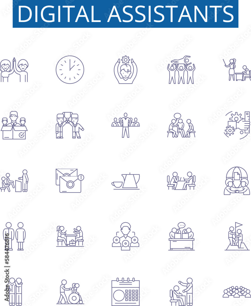 Digital assistants line icons signs set. Design collection of Virtual ... Digital assistants line icons signs set. Design collection of Virtual ...