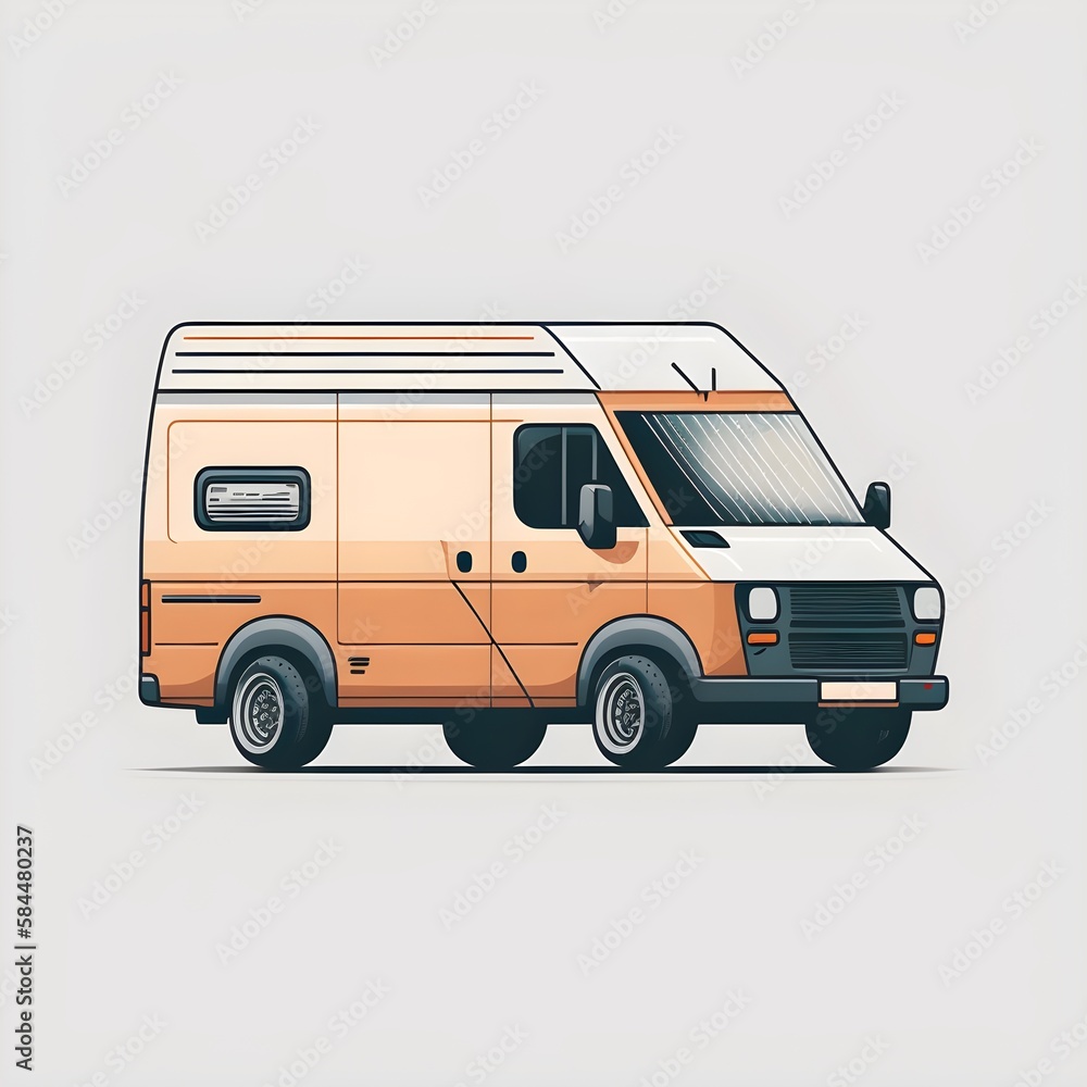 van cargo vehicle cartoon style Stock Illustration | Adobe Stock