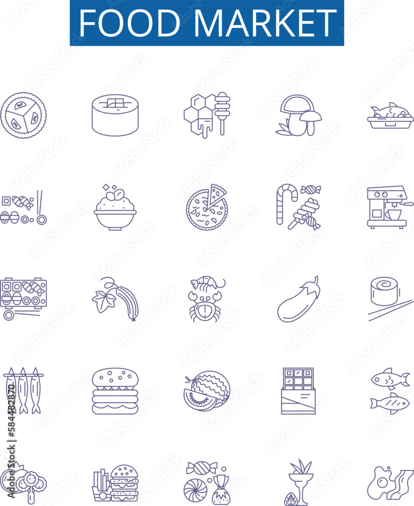 Food market line icons signs set. Design collection of Grocery ...