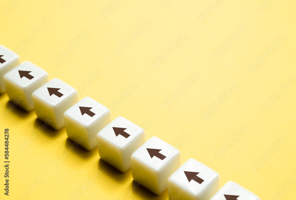 Consecutive arrows on the blocks go in a row. Follow the path. Progress ...