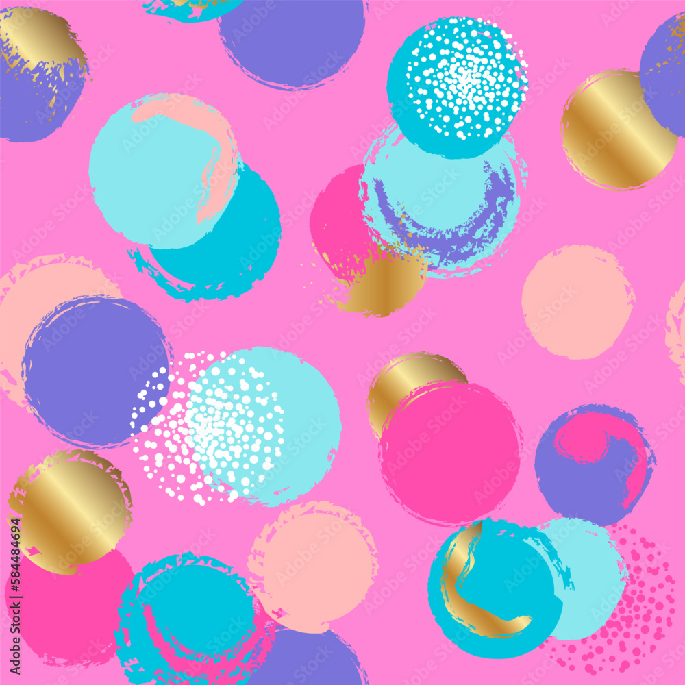 Abstract seamless pattern with golden circle, spots, sprays. Fashion ...