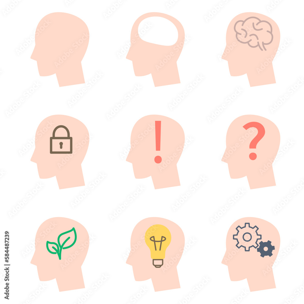 Mindset icon set. Clipart image isolated on white background Stock ...