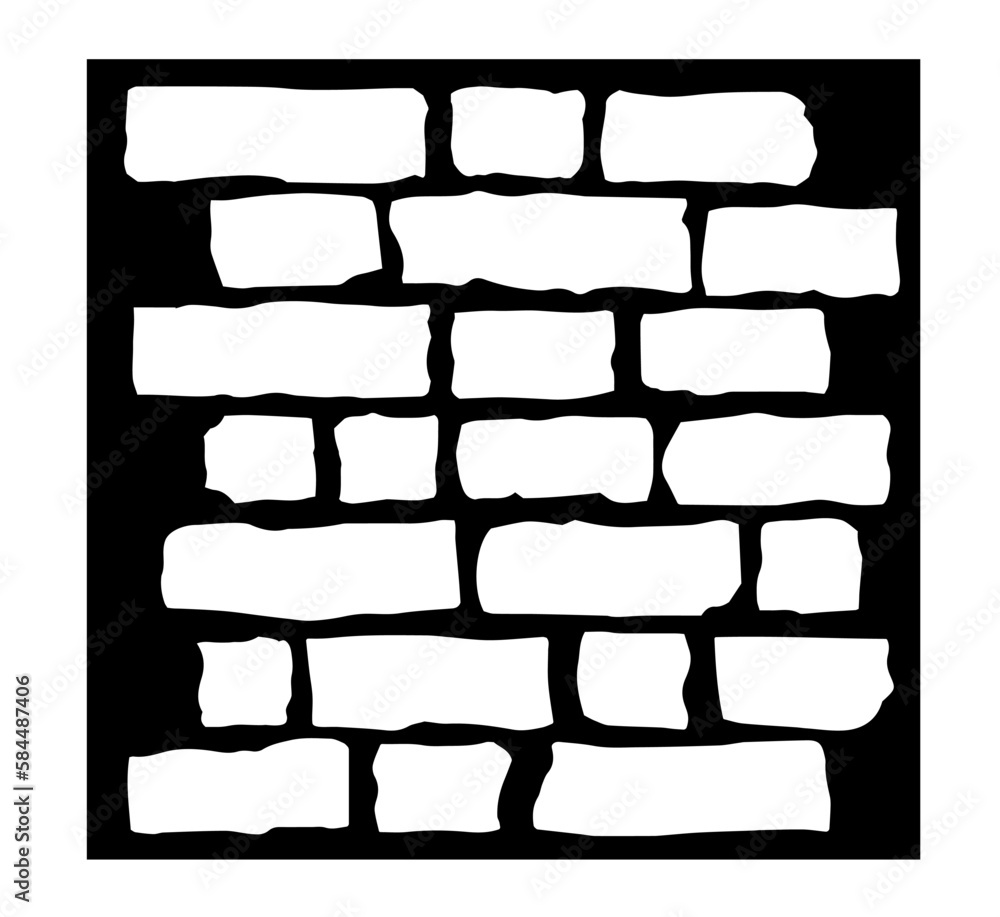 Grunge brick wall stencil template. Clipart image isolated on white ...