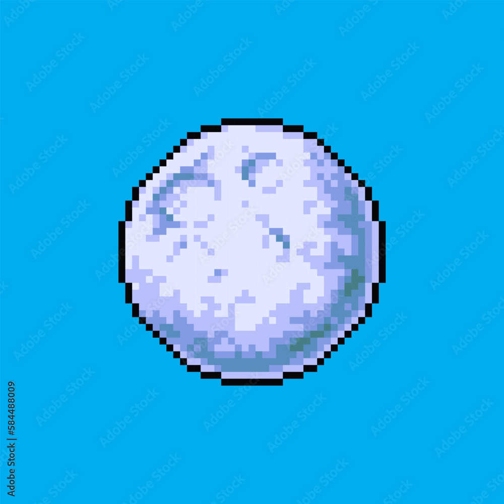 Moon pixel art icon. Yellow and grey pixelated Moon design for logo ...