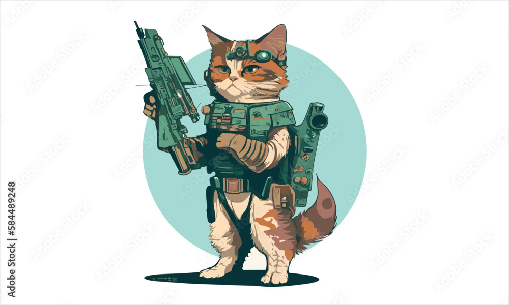 funny cartoon cat in the costume of the hero of the a fantastic film ...