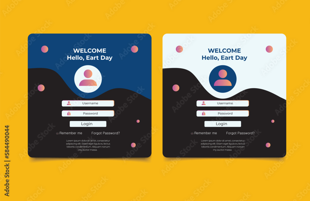 Login form page template set on gradient background for app Stock ...