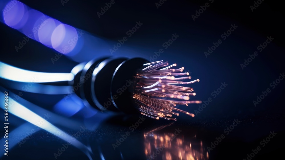 fiber optics cable background with lots spots, network connectivity ...