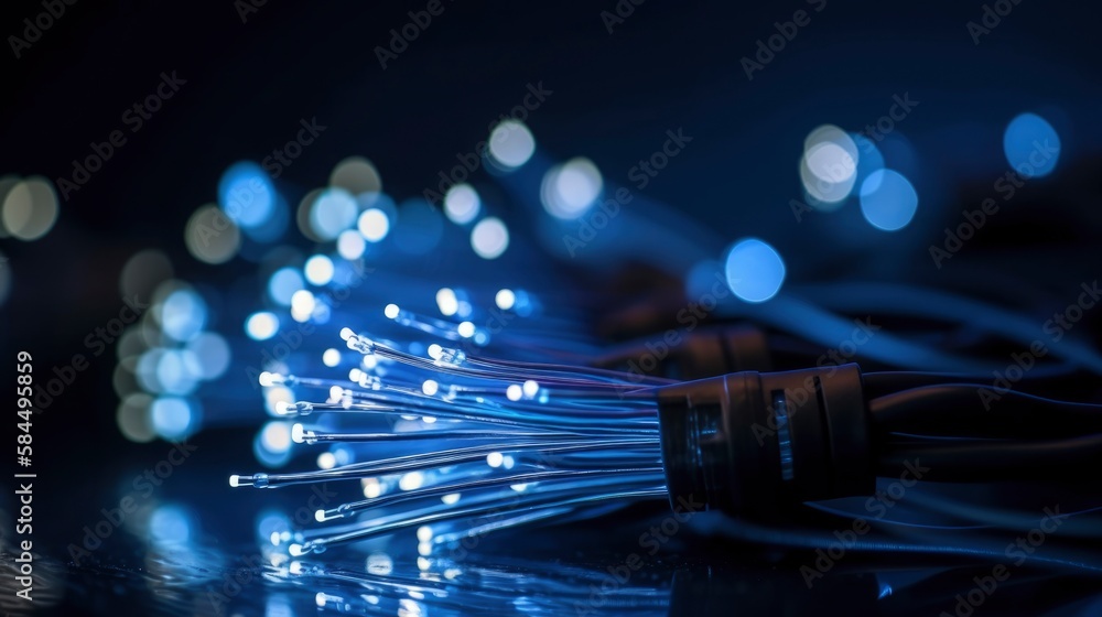 fiber optics cable background with lots spots, network connectivity ...