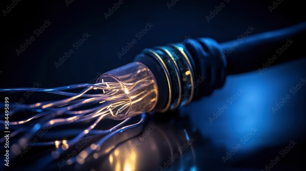 fiber optics cable background with lots spots, network connectivity ...