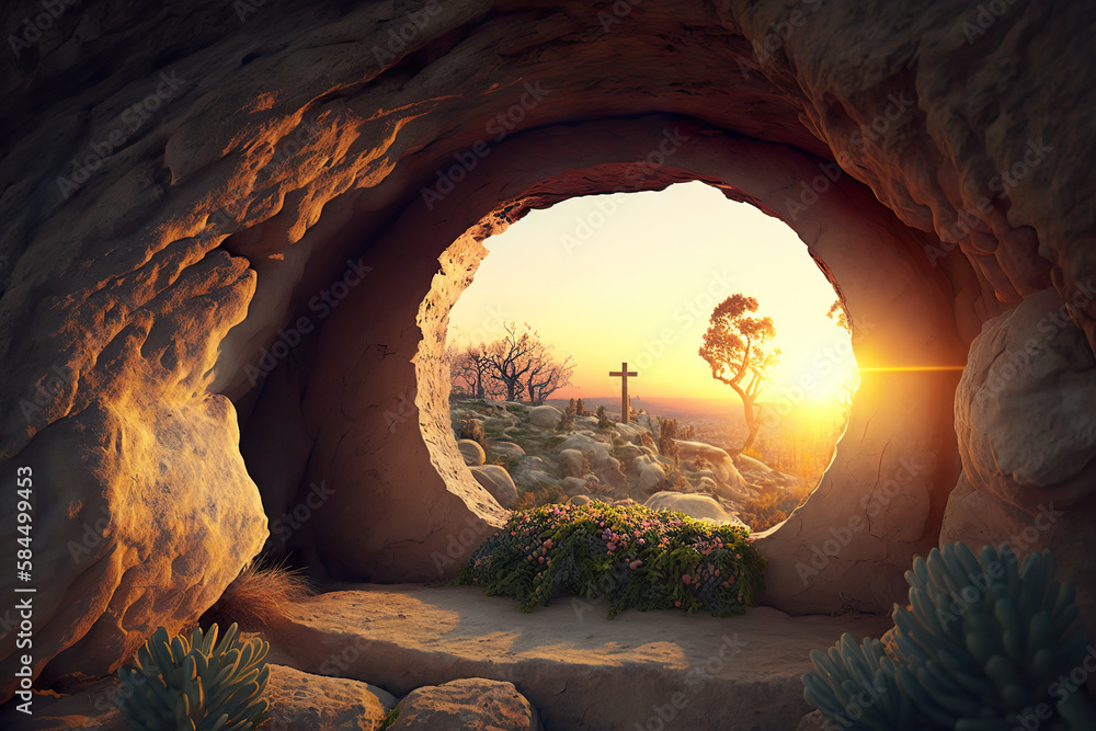 Empty tomb of jesus christ, resurrection of christ empty stone with ...