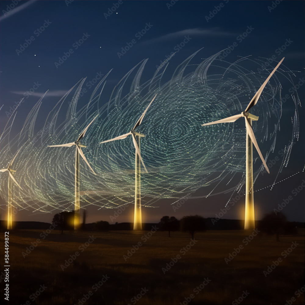 Paper art, renewable energy with green energy as wind turbines concept ...