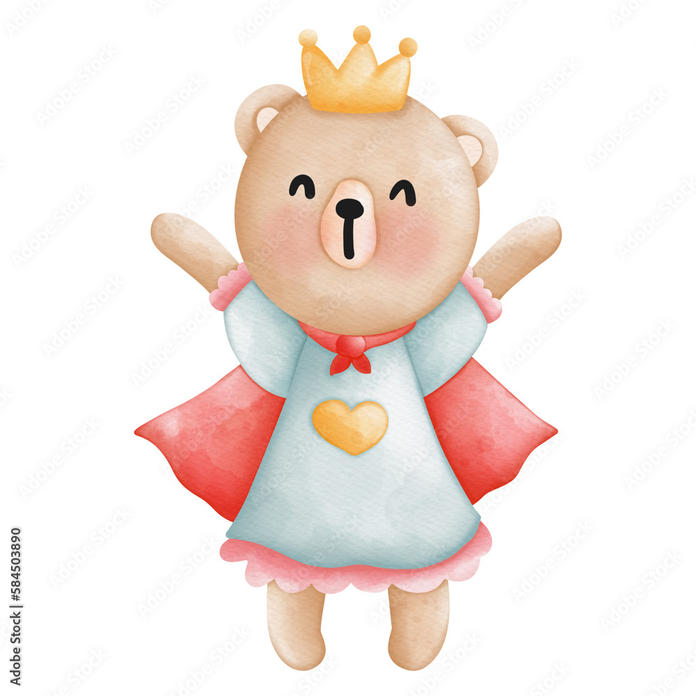 watercolor Cute cartoon mama bear princess, Teddy bear queen, Mother ... watercolor Cute cartoon mama bear princess, Teddy bear queen, Mother ...