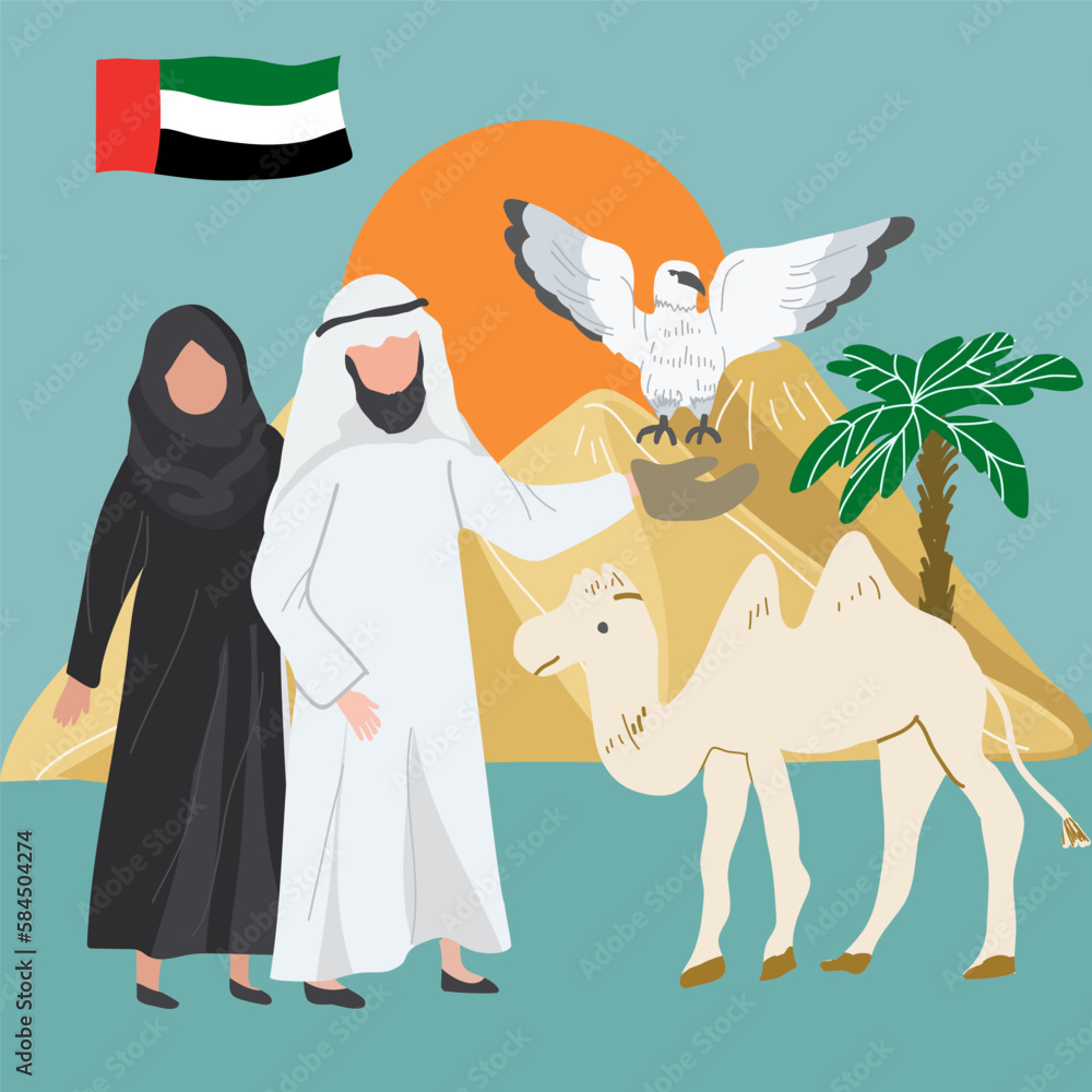UAE concept cartoon vector illustration with people characters and ...
