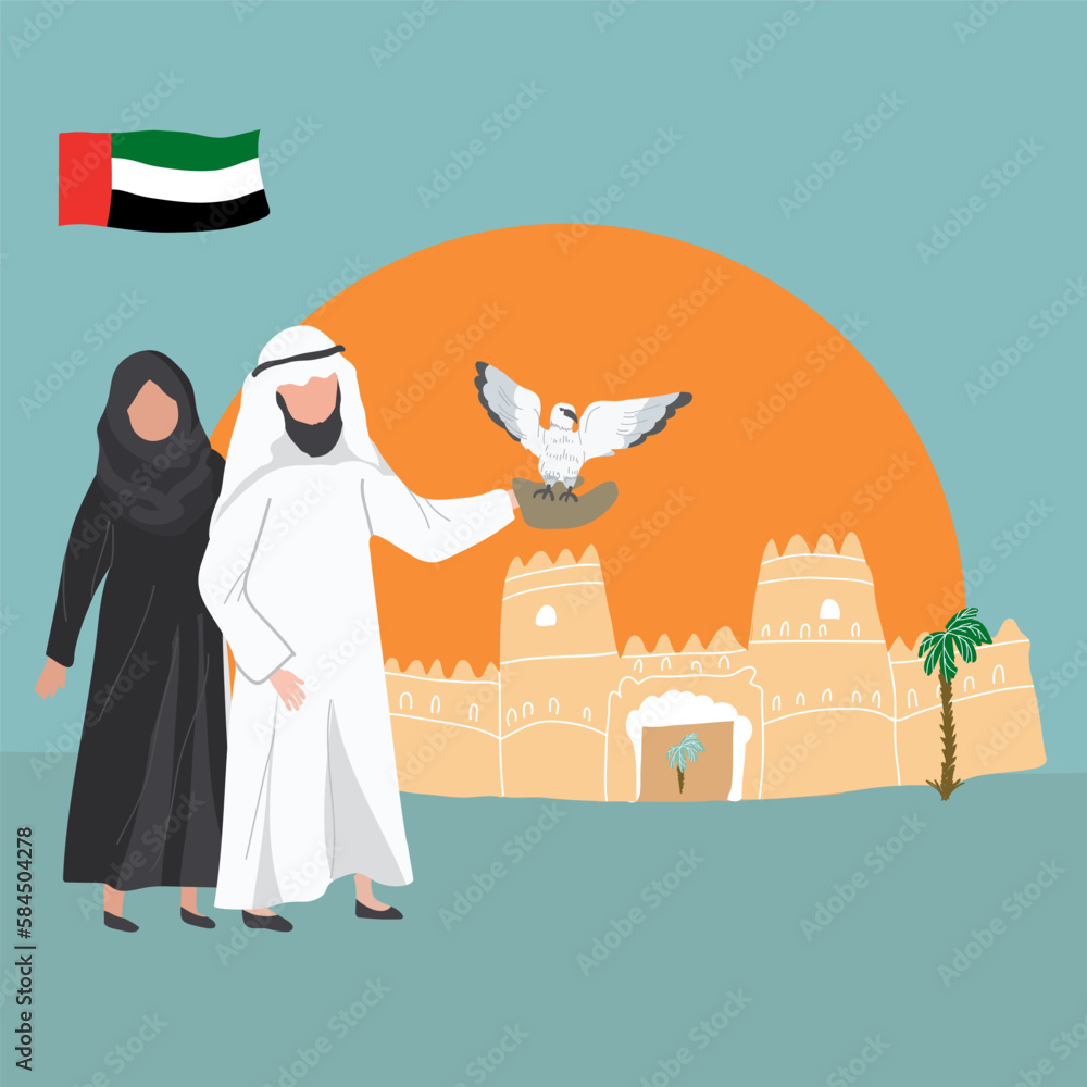 UAE concept cartoon vector illustration with people characters and ...