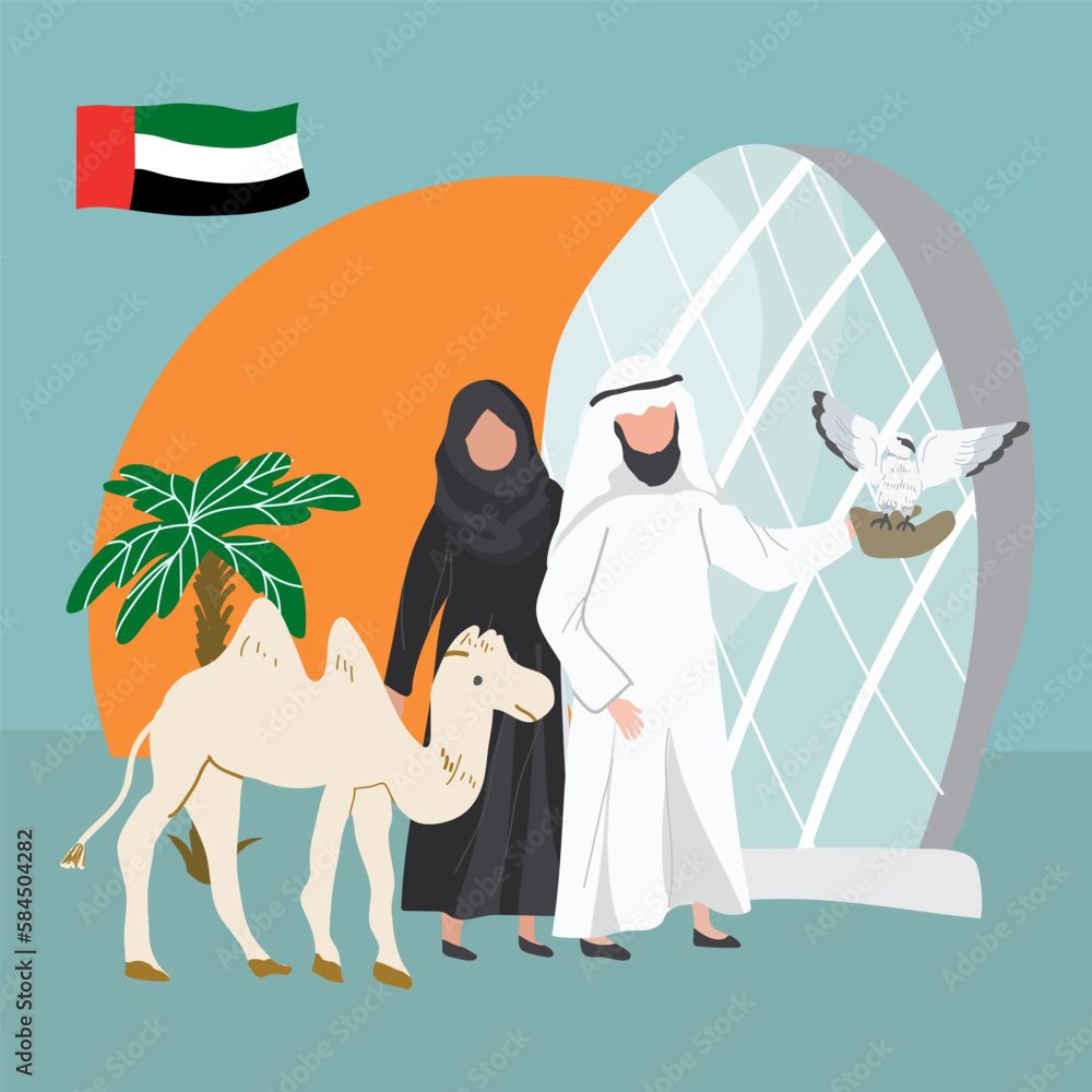 UAE concept cartoon vector illustration with people characters and ...