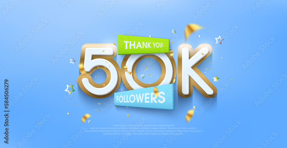 Thank you 50k followers, greetings with colorful themes with expensive ... Thank you 50k followers, greetings with colorful themes with expensive ...