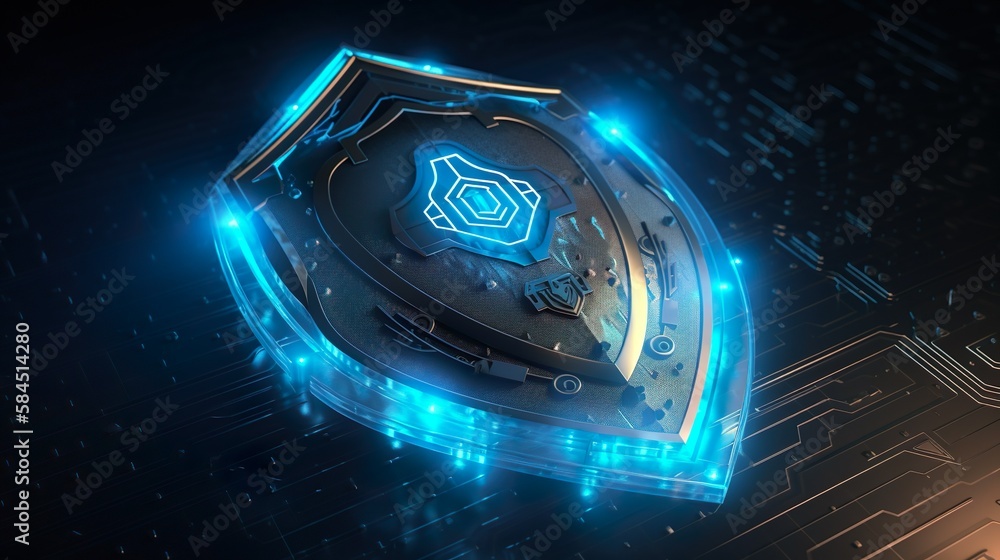 generative ai, cyber security, shiled, modern robotic, futuristic ...