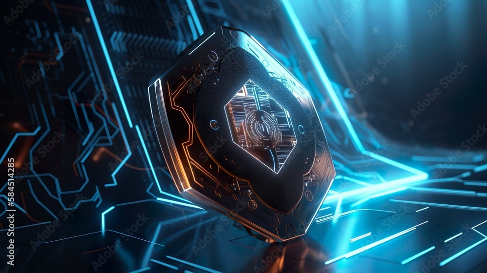 generative ai, cyber security, shiled, modern robotic, futuristic ...