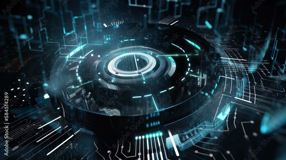 generative ai, cyber security, shiled, modern robotic, futuristic ...