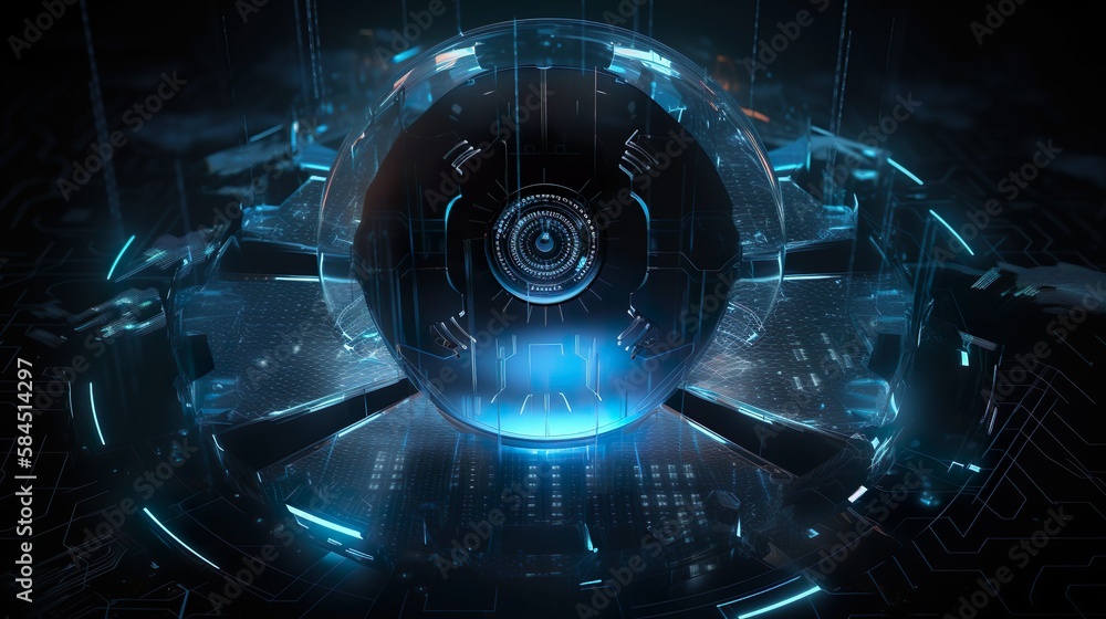 generative ai, cyber security, shiled, modern robotic, futuristic ...