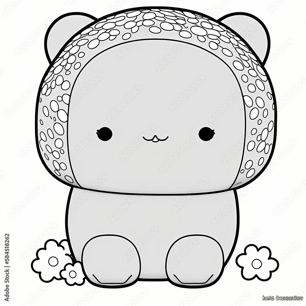 blank and white coloring page with line art of squish mallow Stock ...