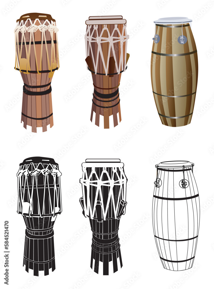 Set of atabaque. That musical instrument is a drum used in the sport ...