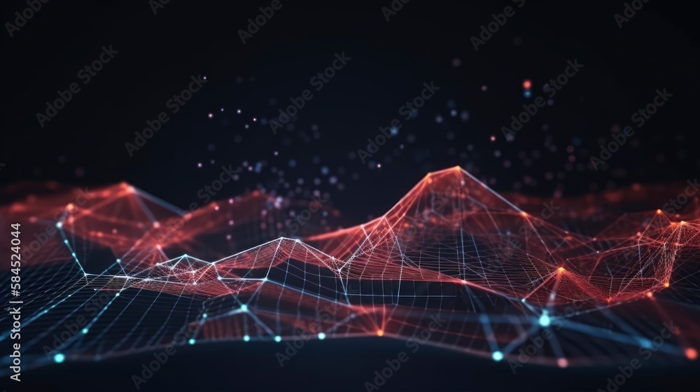 abstract background with line wave connection link internet, digital ...