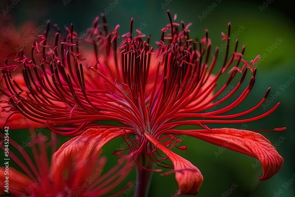 Beautiful lycoris radiata, commonly called red spider lilies, in a ...