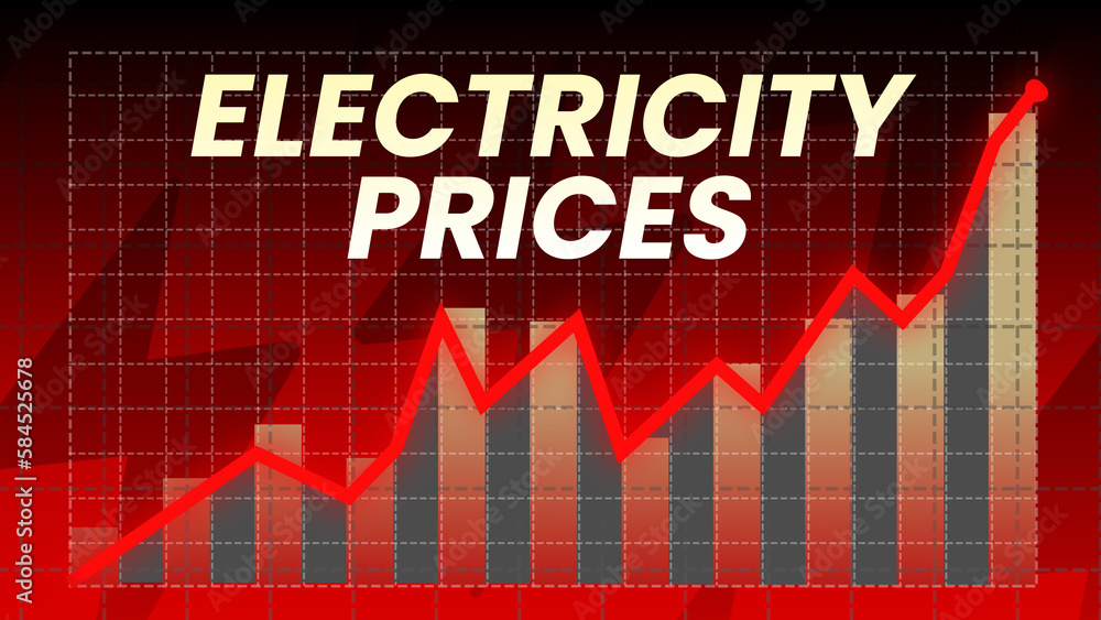 Electricity Prices Increasing Concept background with red alarming ...