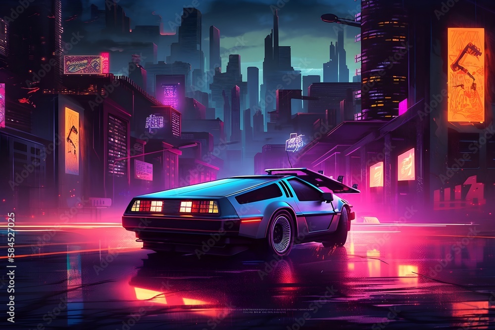 DeLorean in a beautiful Cyberpunk City | Back to the Future inspired Ai ...