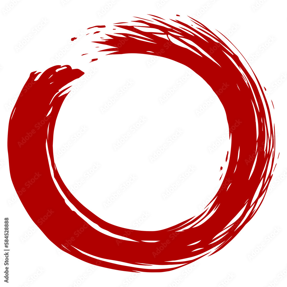 Zen Red Enso Japanese Circle Brush Stroke Sumi-e Illustration Ink Logo ...