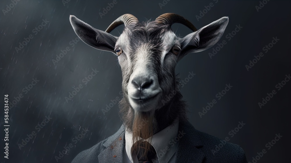 Goat in suit: Studio Shot of a Goat in Business clothes, Mixing ...