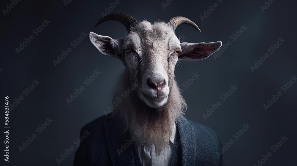 Goat in suit: Studio Shot of a Goat in Business clothes, Mixing ...