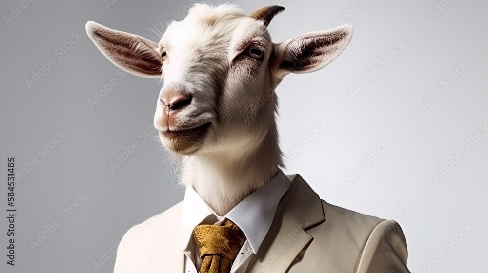 Goat in suit: Studio Shot of a Goat in Business clothes, Mixing ...