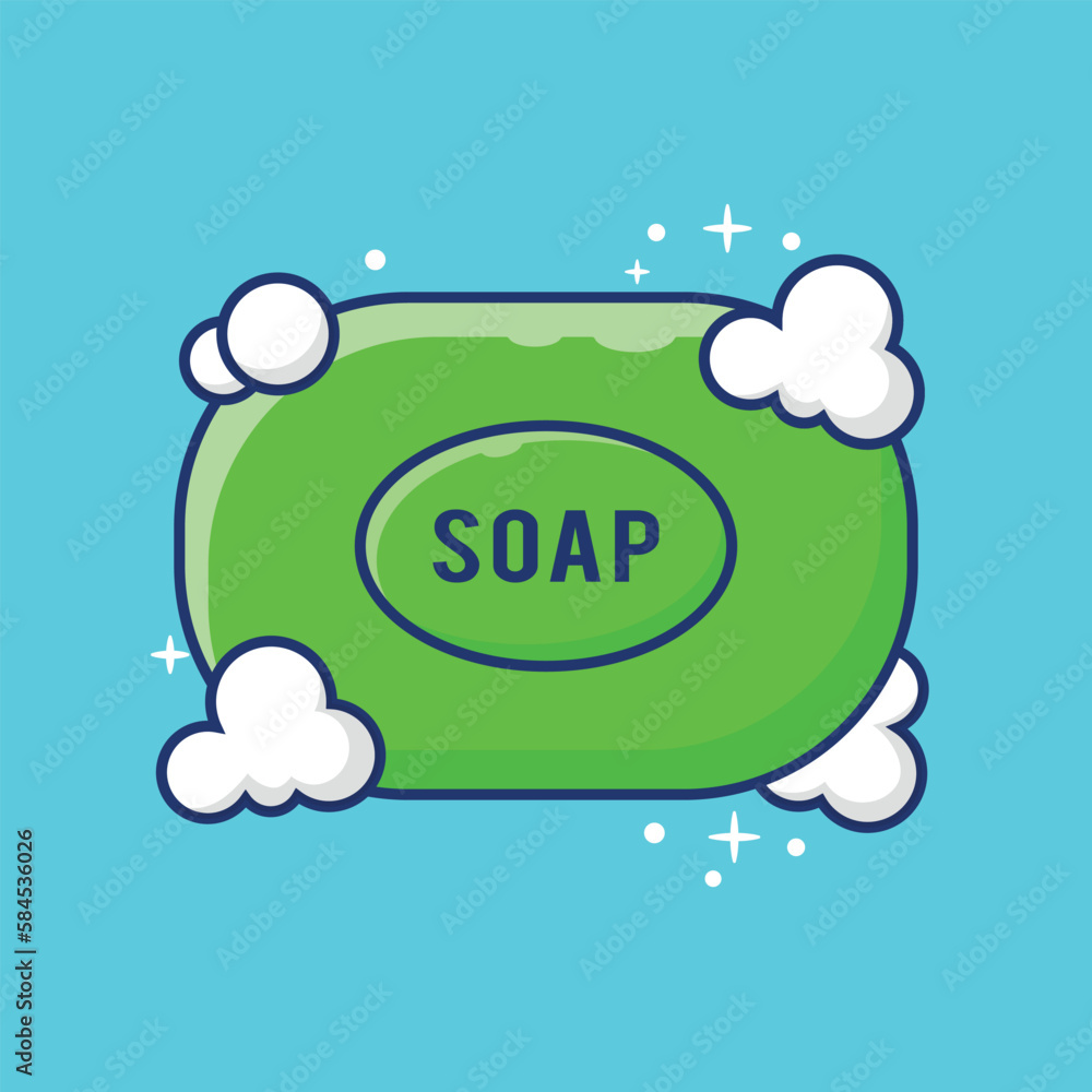 Vetor de Soap Bar With Bubbles cartoon vector, Cartoon Soap Bar Icon ...