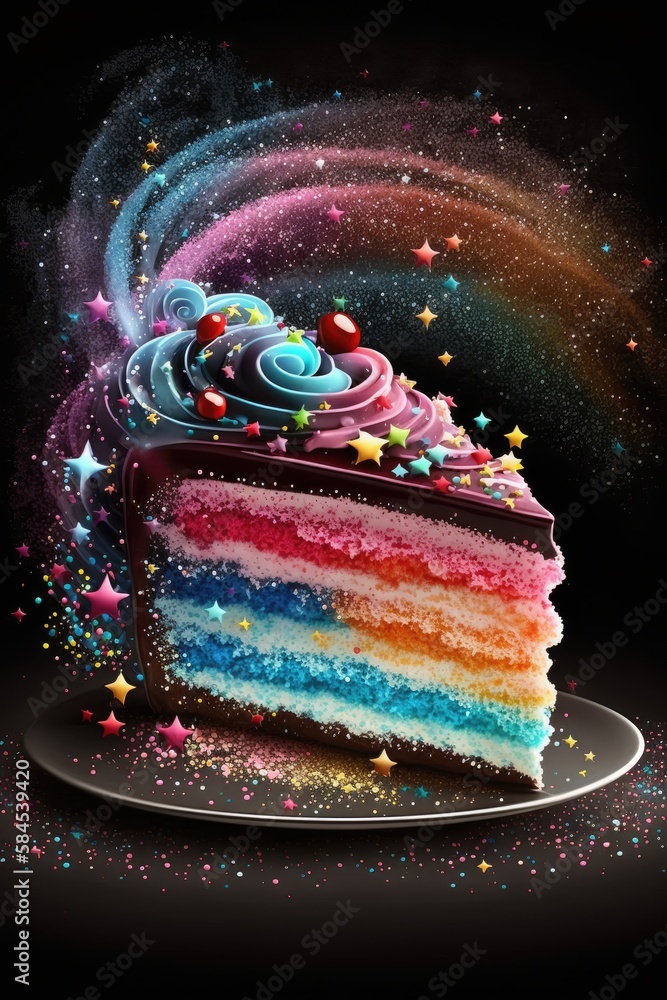 Colorful Birthday Cake Illustration. Generative Ai. Stock Illustration ...