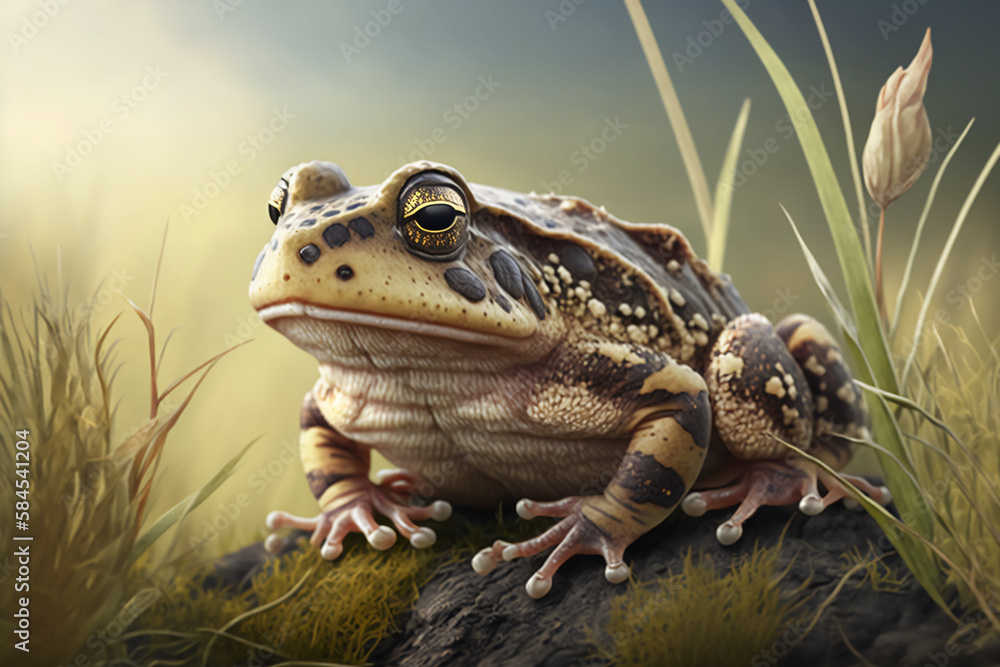 CUTE frog dazzling on the ground blinking in the sunshine enjoying ...