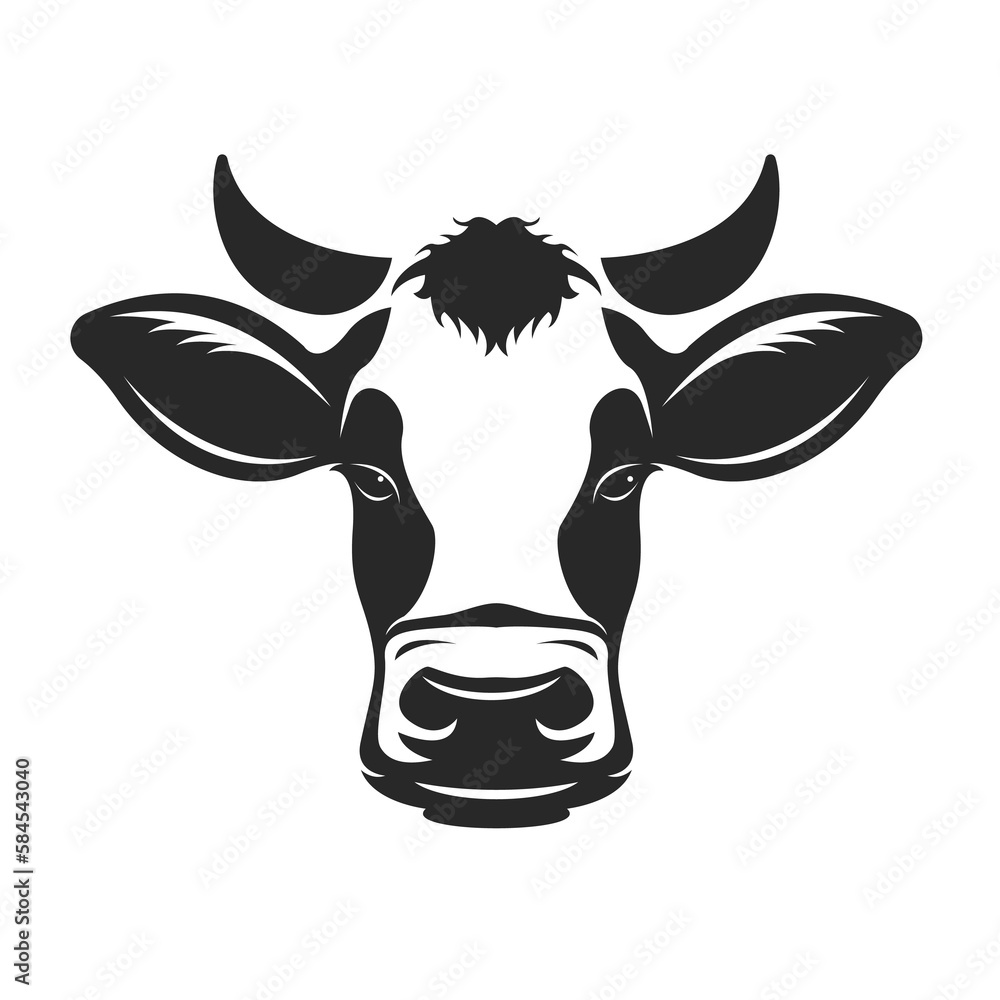 Poster Cow head design isolated on transparent background. Farm Animals ...