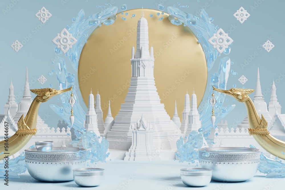 3d Songkran festival background in thailand water festival 3d with with ...