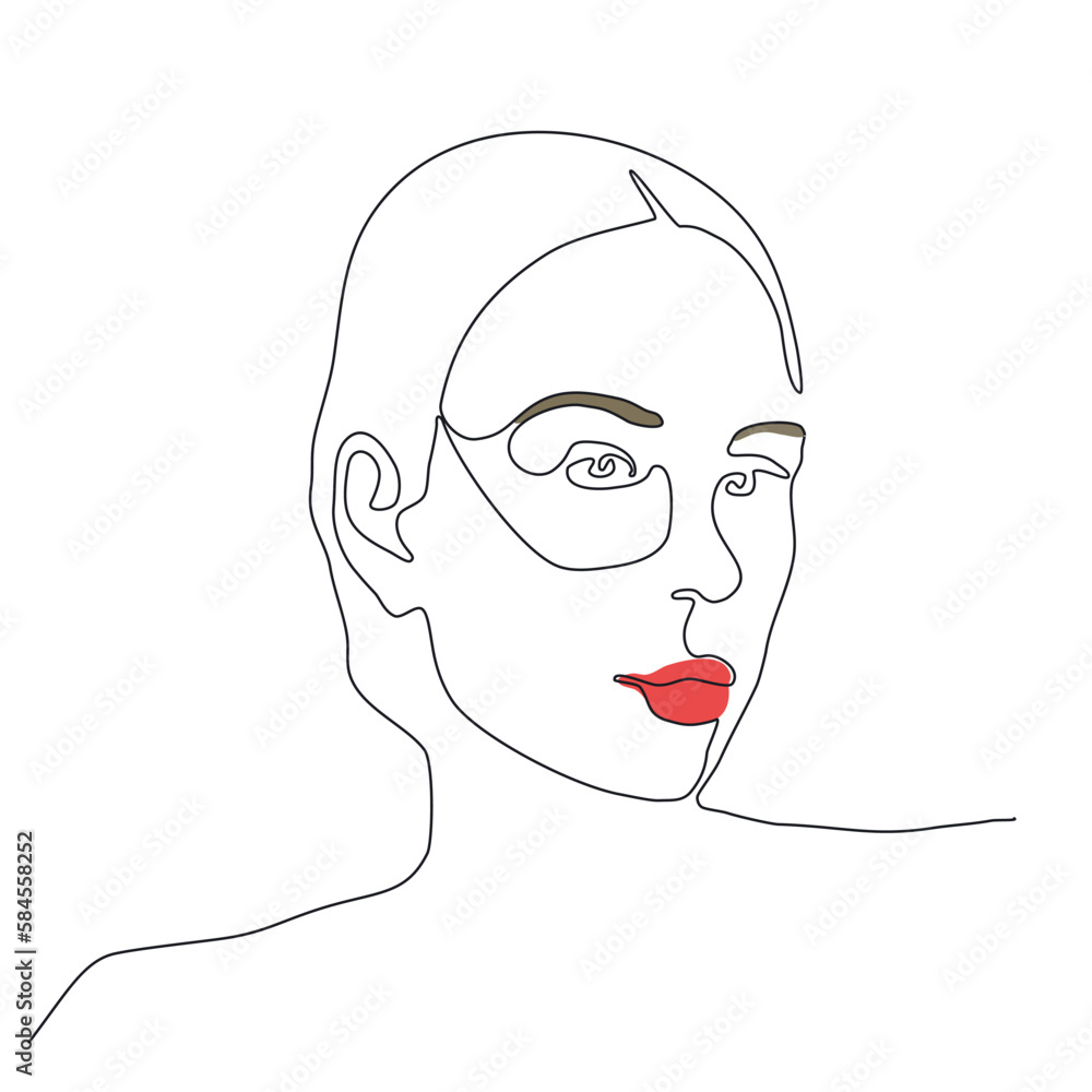 Woman Line Art Minimalist Logo. Continuous drawing in one line ...