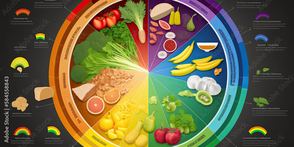 Vitamin food sources and functions rainbow wheel chart - Generative AI ...