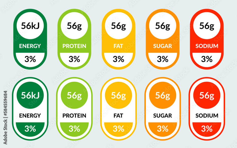 Vector set label nutrition facts information and ingredient information ...