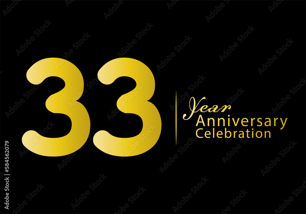 33 years anniversary celebration logotype gold color vector, 33th ...