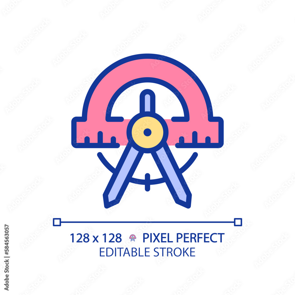 STEM in geometry pixel perfect RGB color icon. Shapes studying method ...