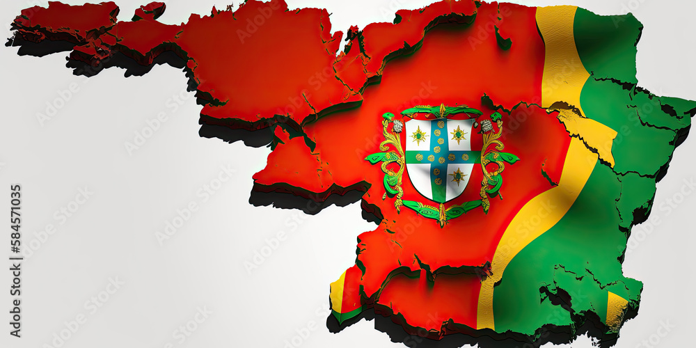 Map of Portugal in Portugal flag colors: A map of Portugal with the ...